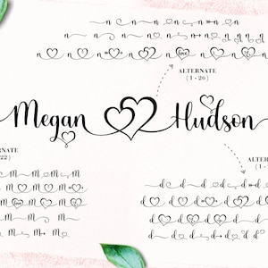 Madelyn Heart Font, Cursive Font | SVG, DXF, OTF, Ttf | Fonts Procreate ...