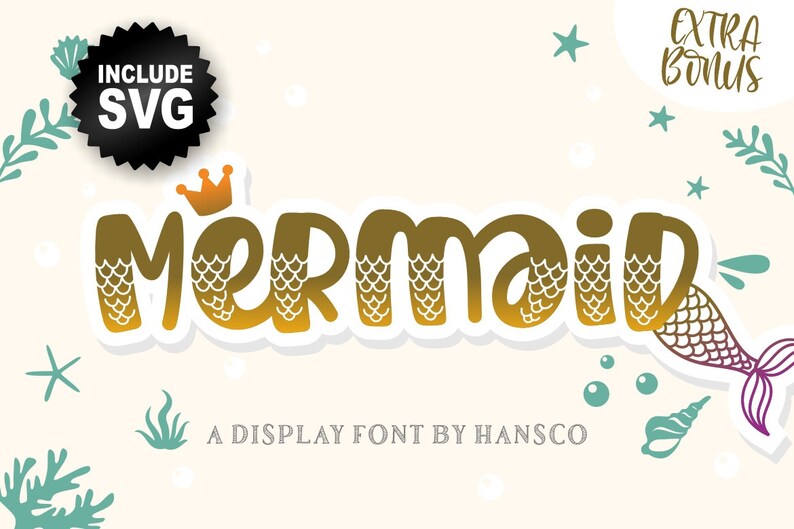 Mermaid Fonts SVG DXF TTF Otf Fonts for Svg Fonts for - Etsy
