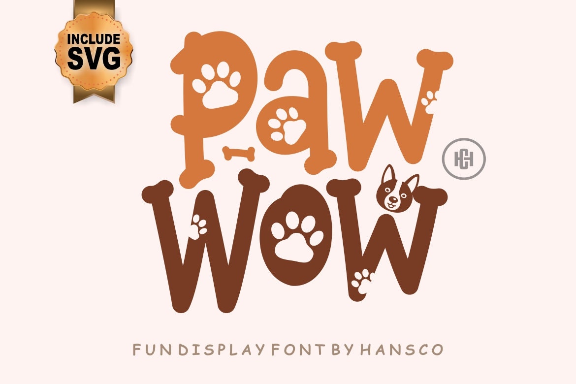 Paw Wow Font, Dogs Font | SVG, DXF, OTF, Ttf | Fonts Procreate, Fonts ...