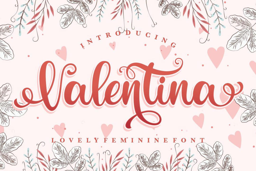 Valentina Font, Love Fonts, Swirl Font, Cursive Curly Font, Font With ...