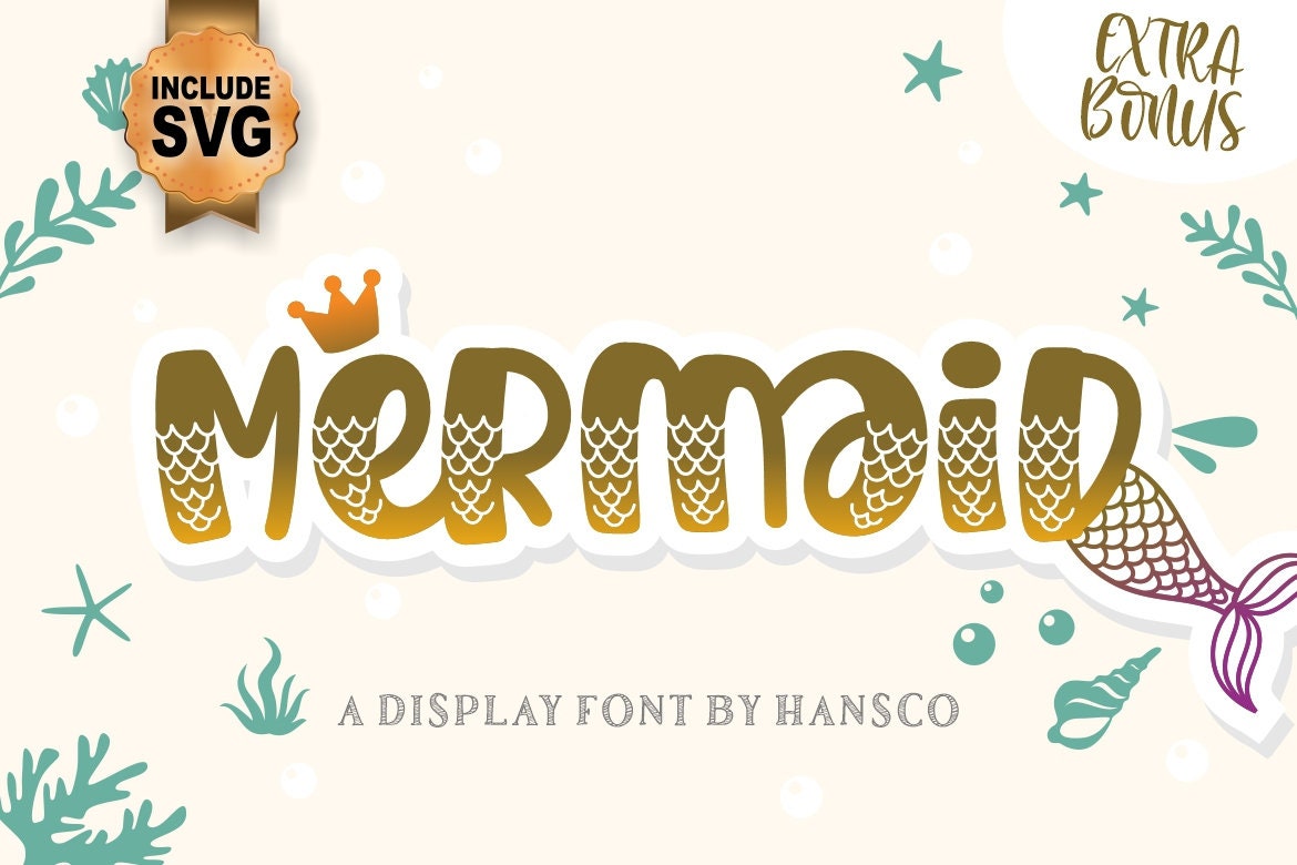 Mermaid Fonts SVG DXF TTF Otf Fonts for Svg Fonts for - Etsy