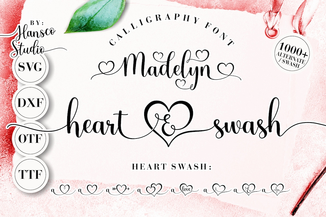 Madelyn Heart Font, Cursive Font | SVG, DXF, OTF, Ttf | Fonts Procreate ...