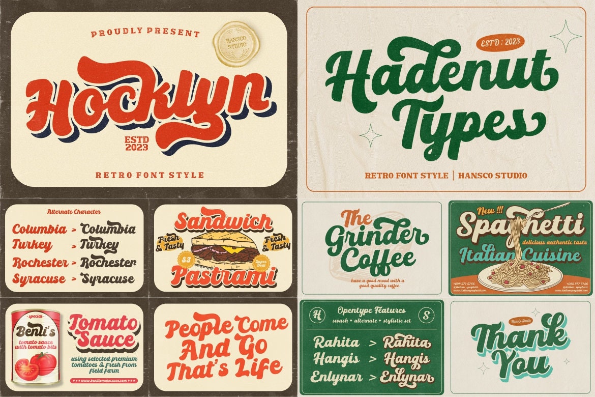 Retro Vintage Font Bundle | OTF, TTF, Svg, Dxf Font Retro Bundles ...