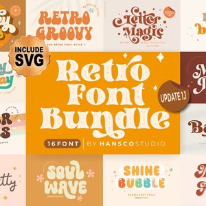Retro Groovy Font Bundle OTF TTF Svg Dxf Fonts Retro - Etsy Australia