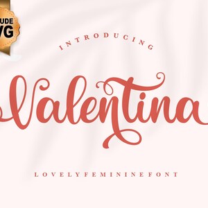 Valentina Font, Love Fonts, Swirl Font, Cursive Curly Font, Font With ...