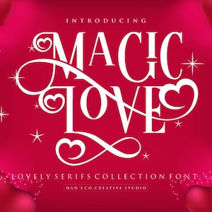 Magic Love Heart Font, Cursive Font | SVG, DXF, OTF, Ttf | Fonts ...