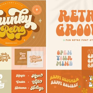 Retro Groovy Font Bundle OTF TTF Svg Dxf Fonts Retro - Etsy Australia