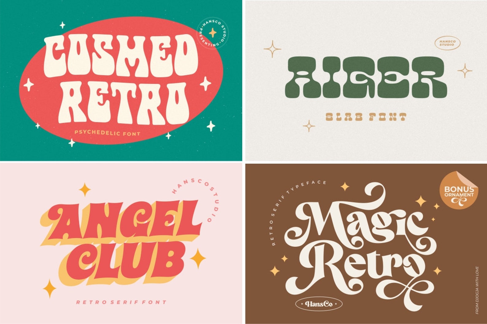 Retro Groovy Font Bundle | OTF, TTF, Svg, Dxf Fonts Retro Bundles ...