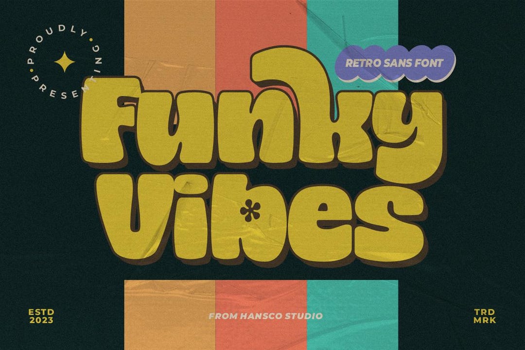 Funky Vibes Retro Font SVG, OTF, TTF Fonts Procreate, Fonts Cricut ...