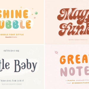 Retro Groovy Font Bundle | OTF, TTF, Svg, Dxf Fonts Retro Bundles ...