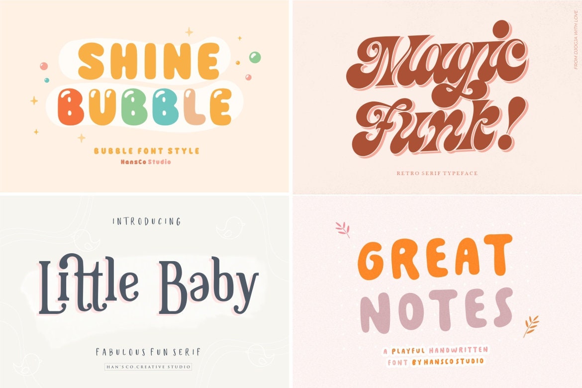 Retro Groovy Font Bundle | OTF, TTF, Svg, Dxf Fonts Retro Bundles ...
