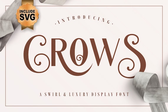 Crows Font Curly Serif Font SVG DXF OTF Ttf Fonts - Etsy