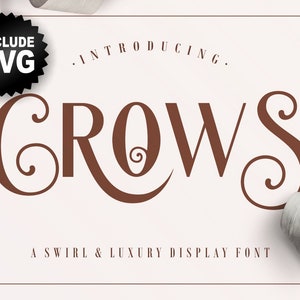 Crows Font Curly Serif Font SVG DXF OTF Ttf Fonts - Etsy