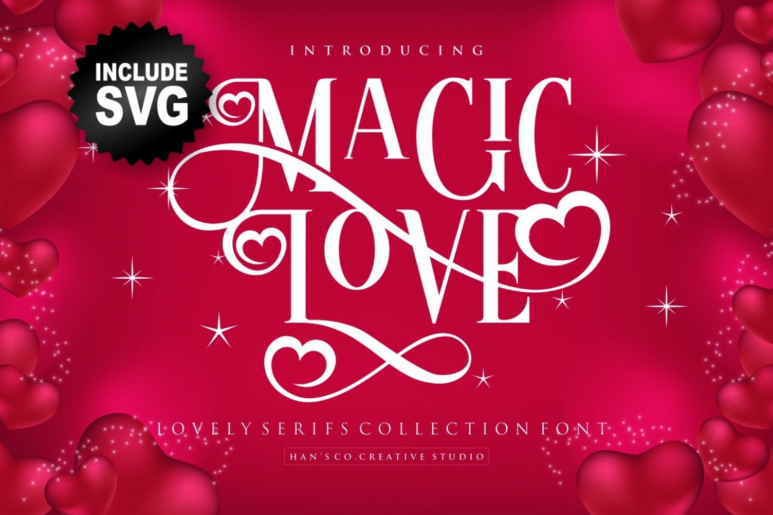 Magic Love Heart Font Cursive Font SVG DXF OTF Ttf | Etsy