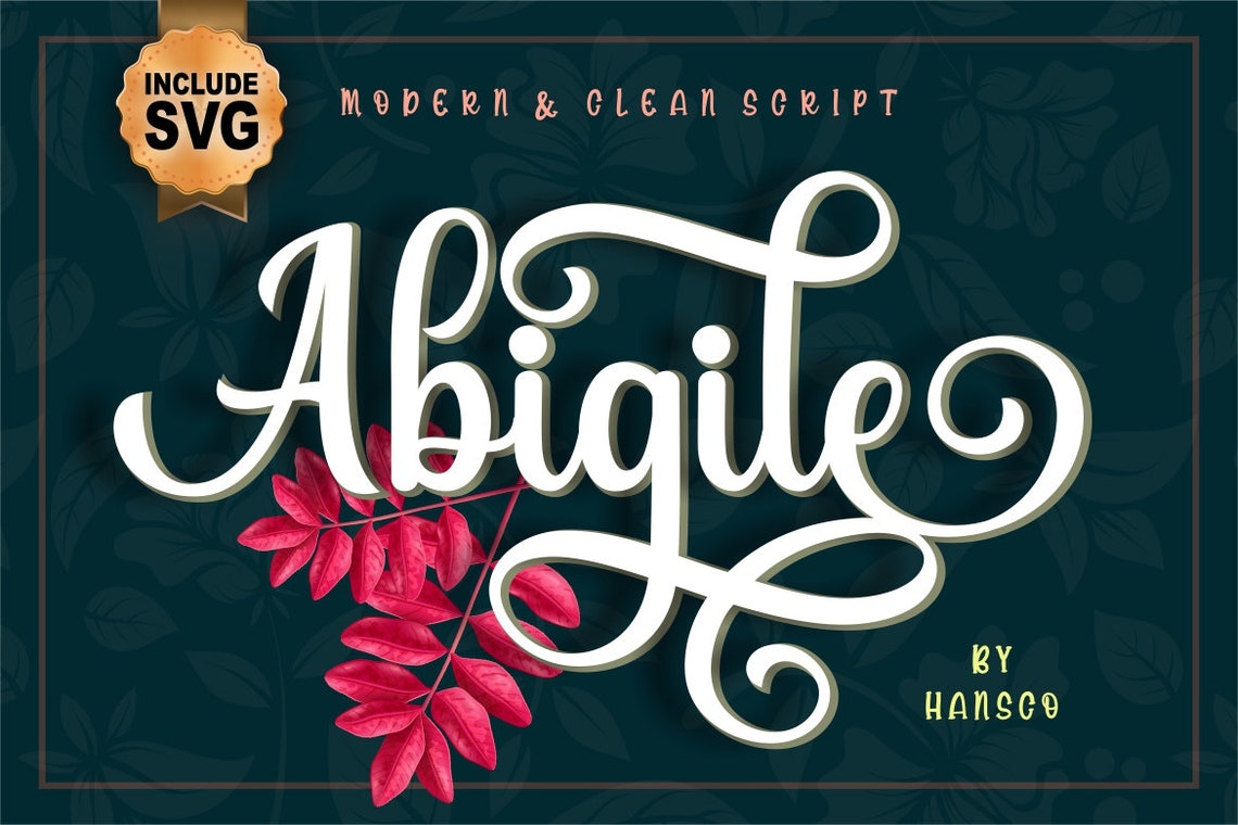 Abigile Font Script Fonts Cursive Font SVG DXF OTF Ttf - Etsy