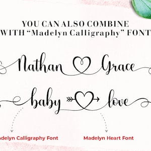 Madelyn Heart Font, Cursive Font SVG, DXF, OTF, Ttf Fonts Procreate ...