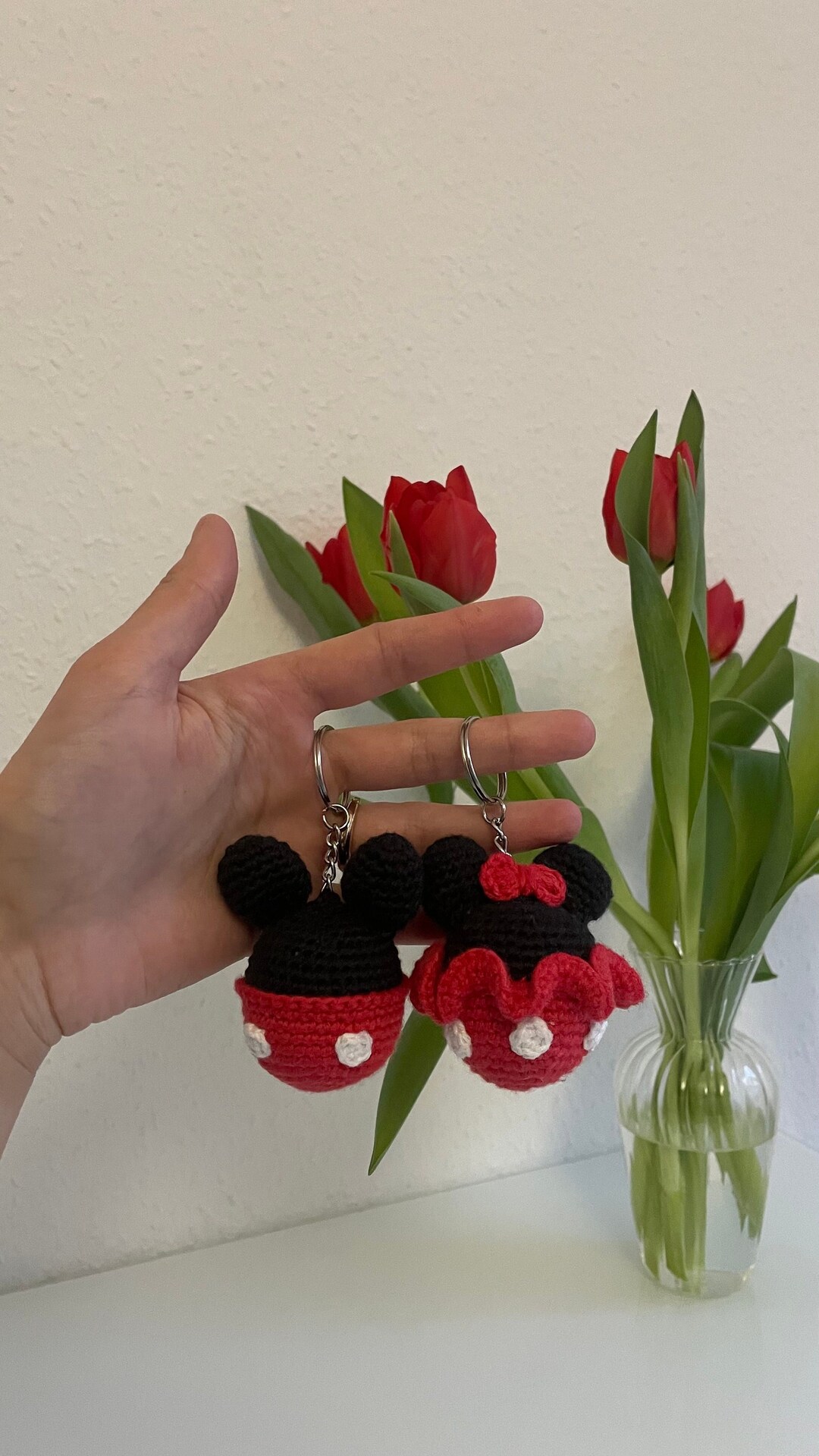 Mickey Mouse Minnie Mouse Keychain Amigurumi Keychain - Etsy