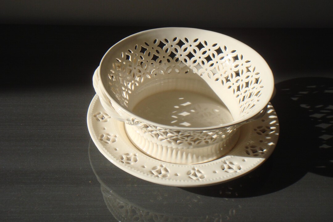 Royal Creamware Pierced Fruit Bowl and Underplate 'classical Creamware ...