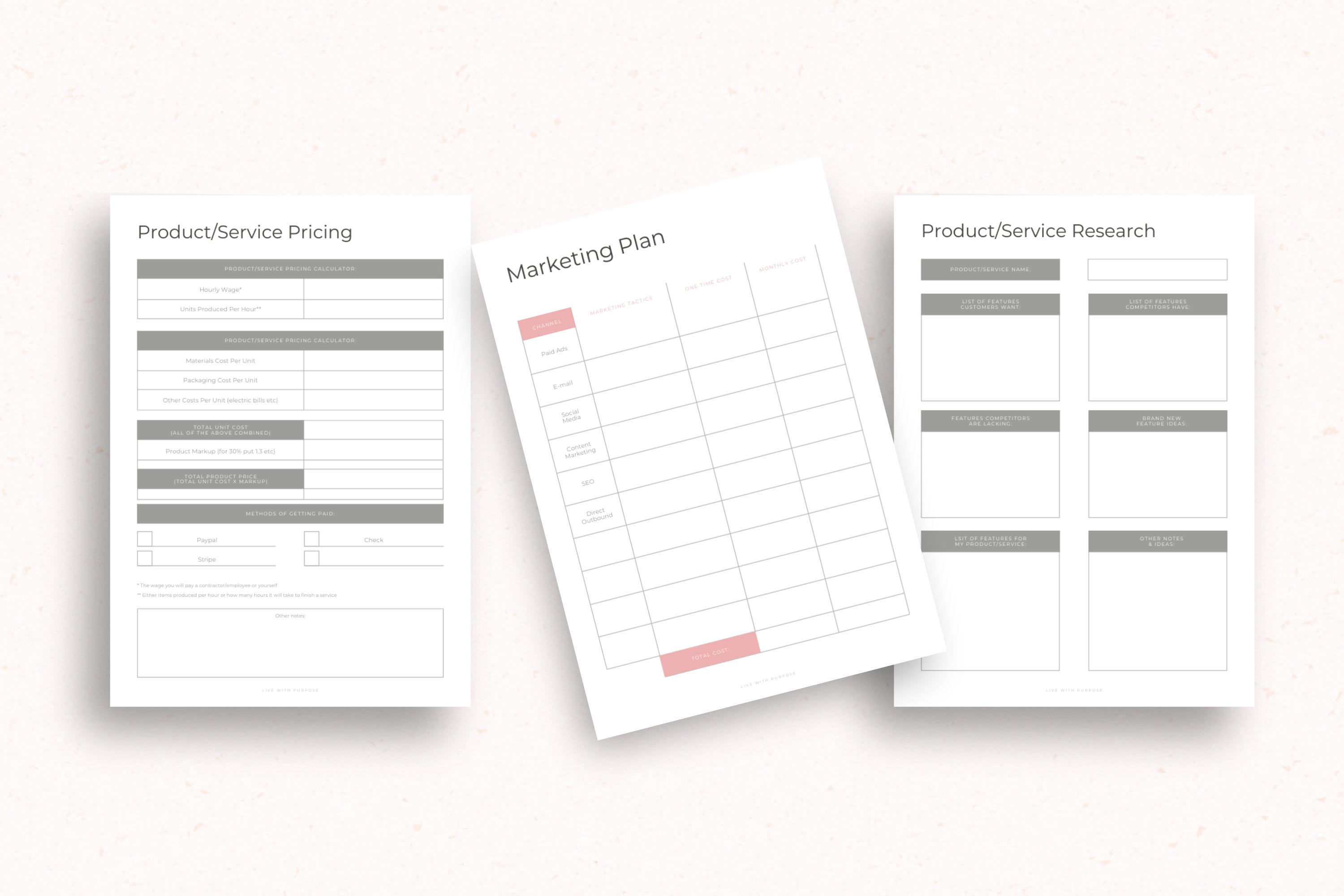 Business Planner Printable PDF Bundle Business Plan, Target Audience ...