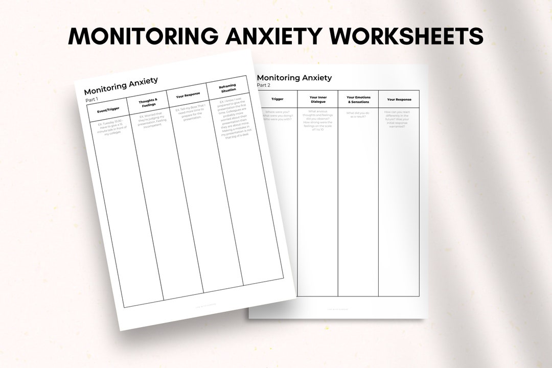 Monitoring Anxiety Worksheets | Mental Health Journal - Etsy