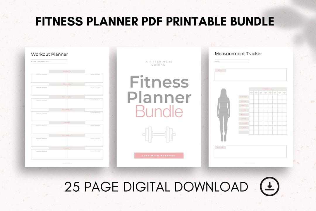 Fitness Planner Printable PDF Bundle | Workout Planner | Exercise ...