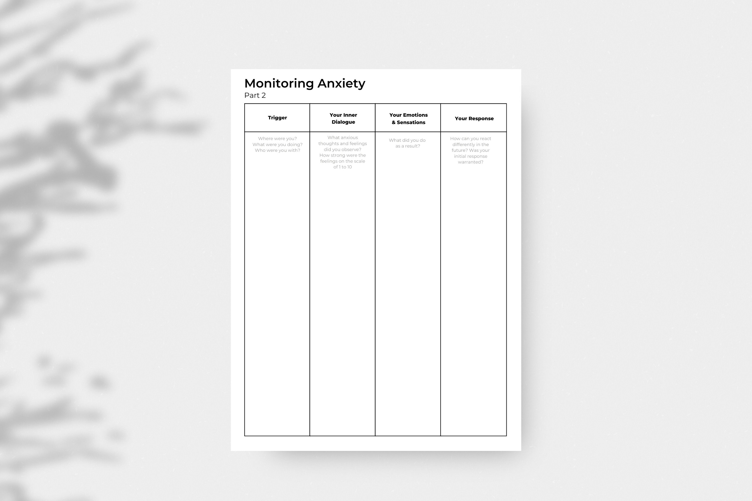 Monitoring Anxiety Worksheets | Mental Health Journal - Etsy