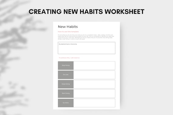 Creating New Habits Worksheet Daily Habits Building Habits - Etsy