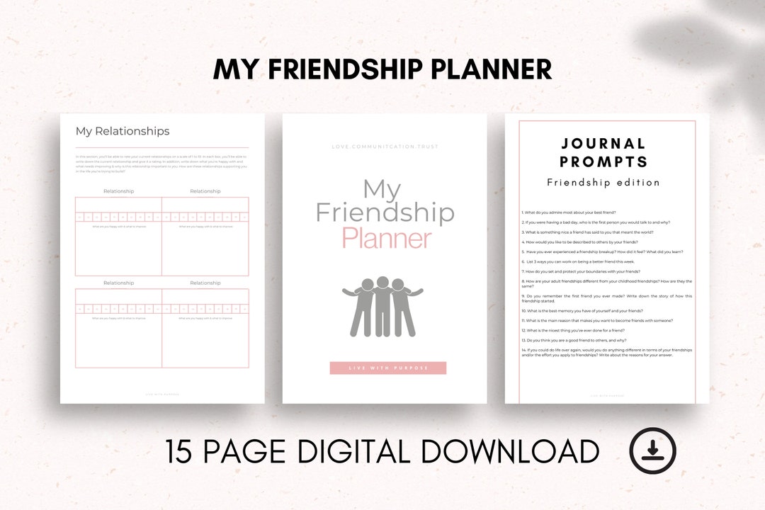 Friendship Planner | Friendship Journal Worksheets | Successful ...