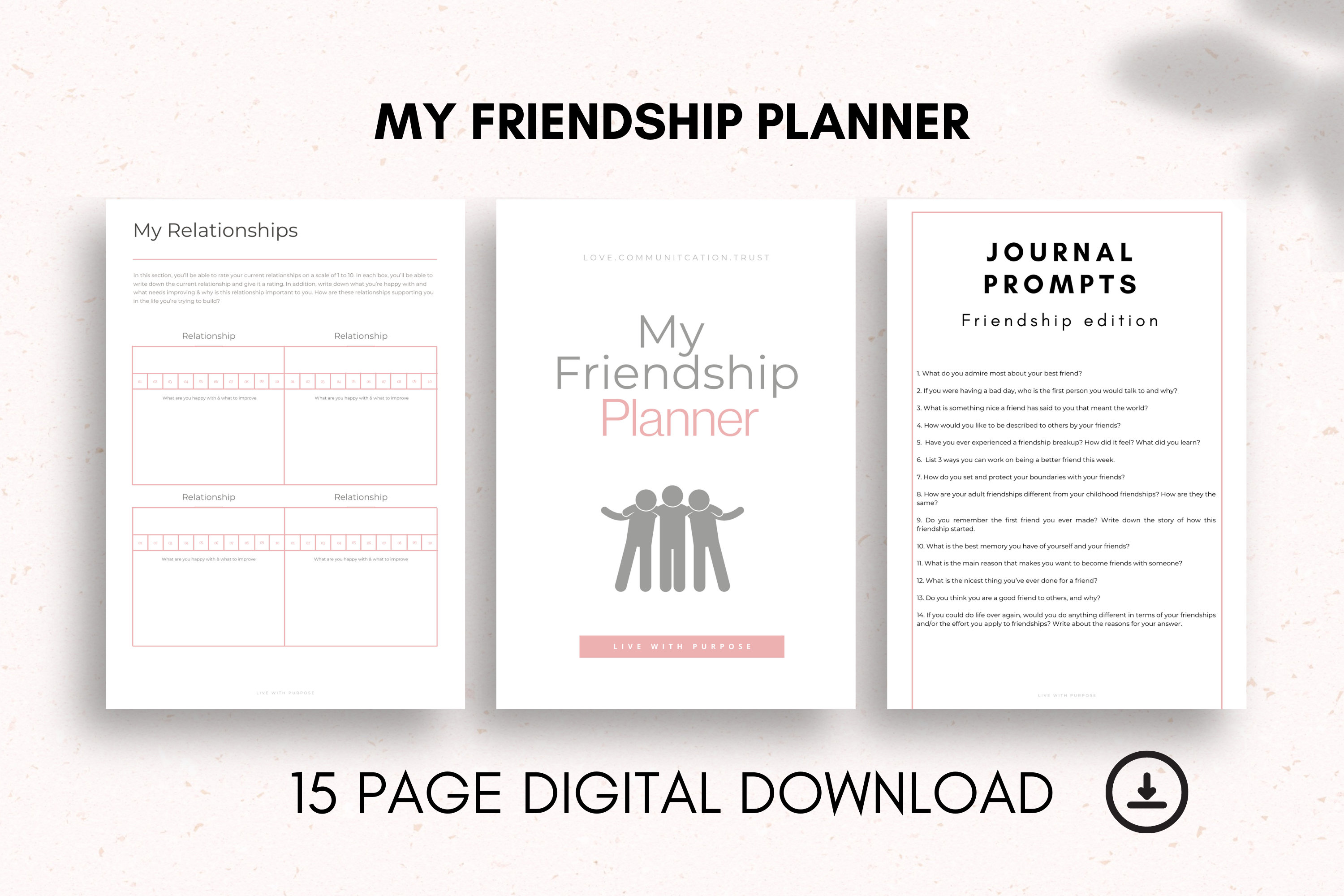Friendship Planner | Friendship Journal Worksheets | Successful ...
