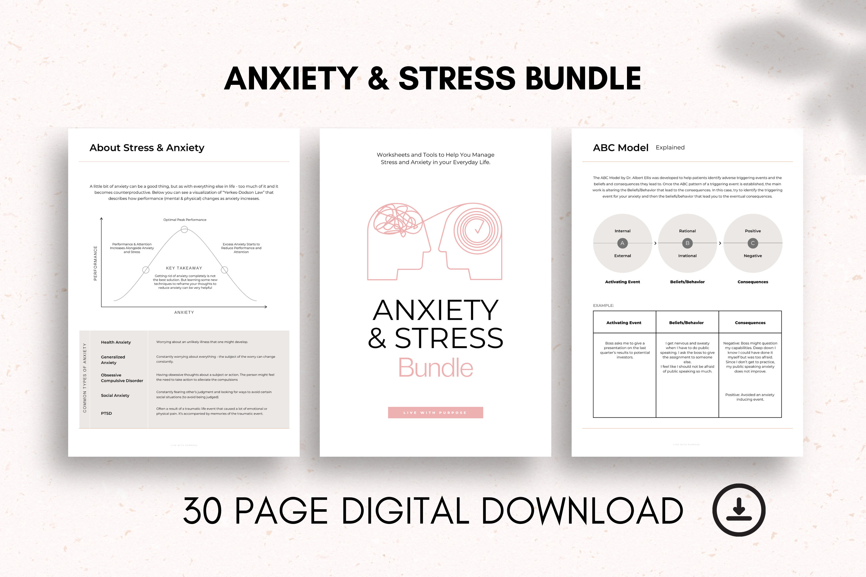 Anxiety Workbook | Anxiety Printable Worksheets | Anxiety Coping Skills ...