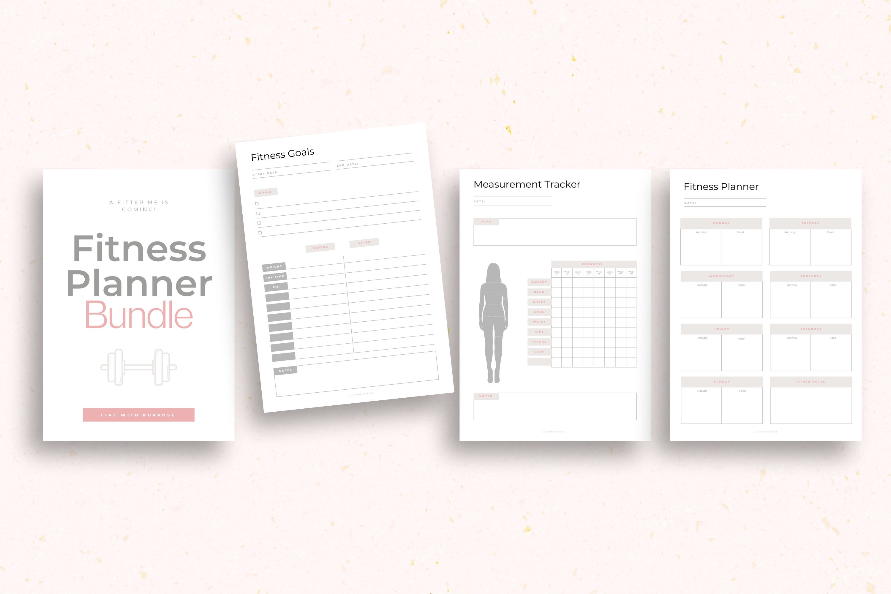 Fitness Planner Printable PDF Bundle | Workout Planner | Exercise ...