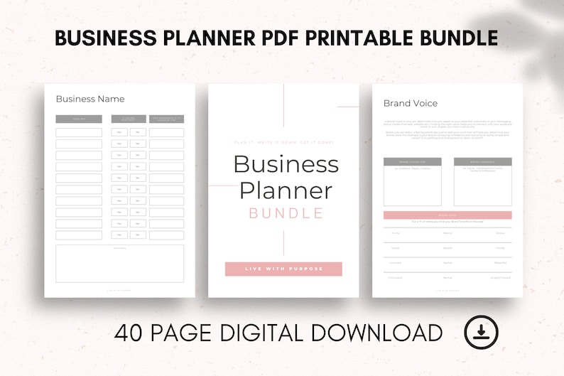 Business Planner Printable PDF Bundle Business Plan Target - Etsy