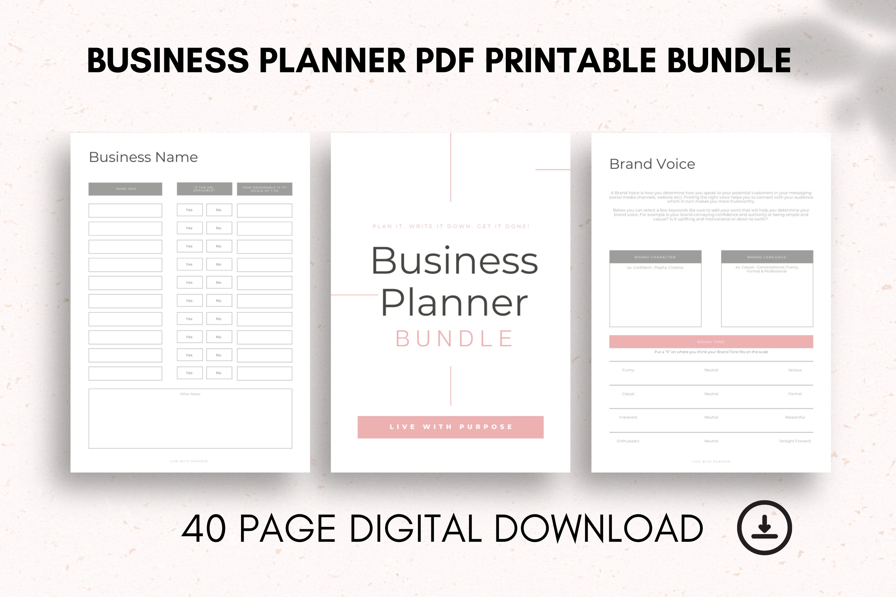 Business Planner Printable PDF Bundle Business Plan, Target Audience ...