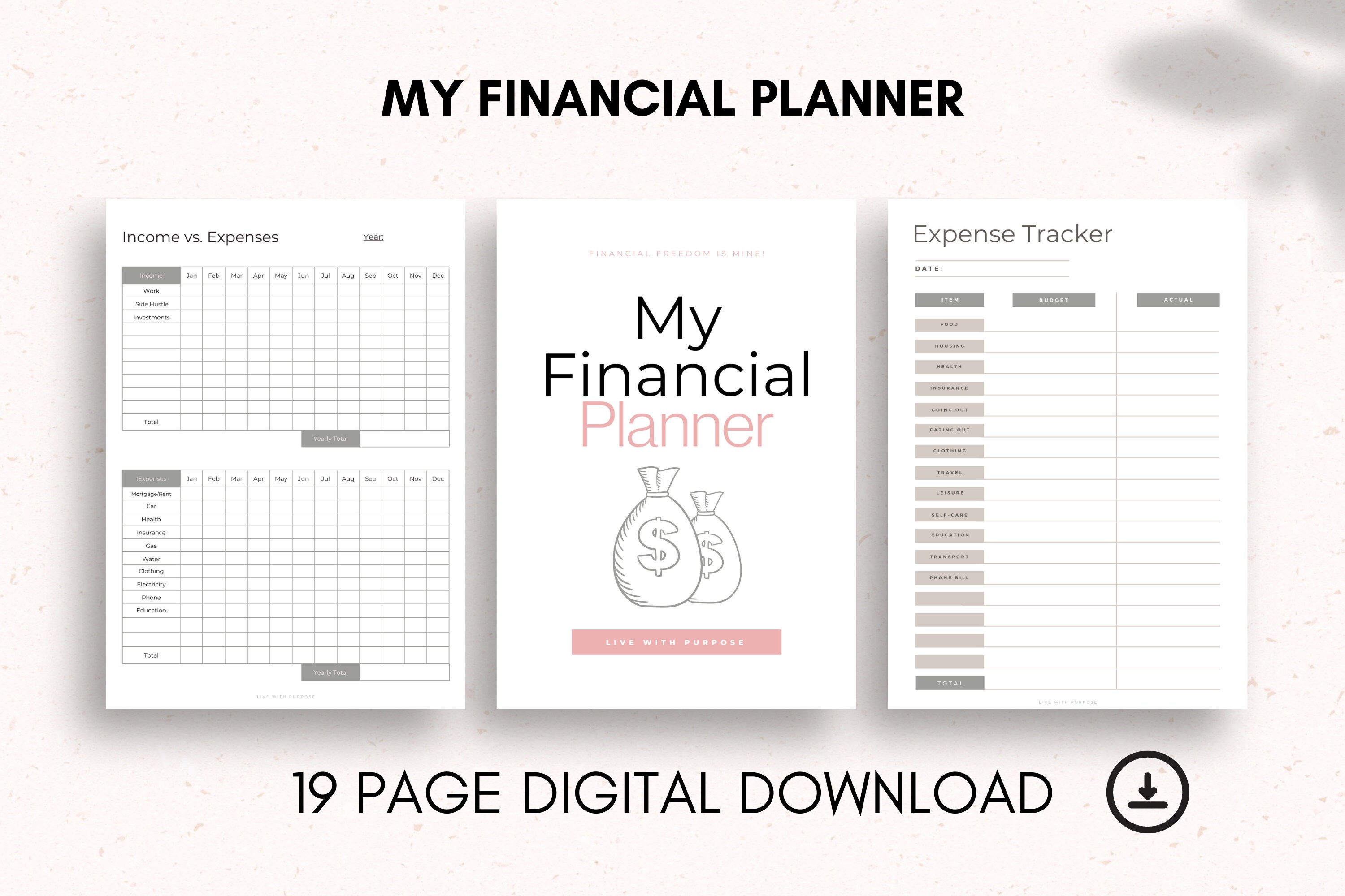 Financial Planner Printable | Finance Tracker | Printable Budget ...