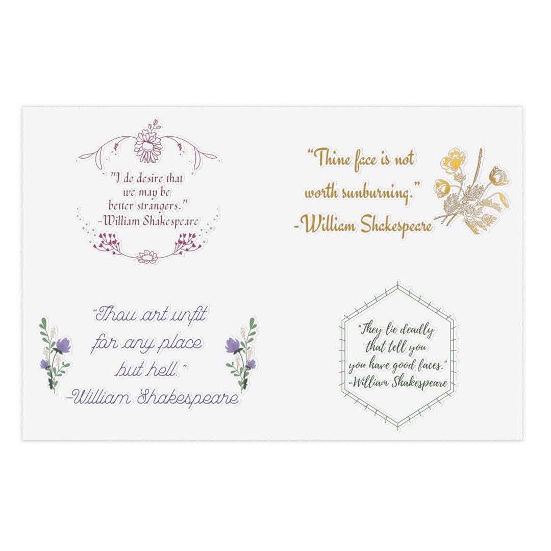 Shakespeare Insults Sticker Sheets - Etsy