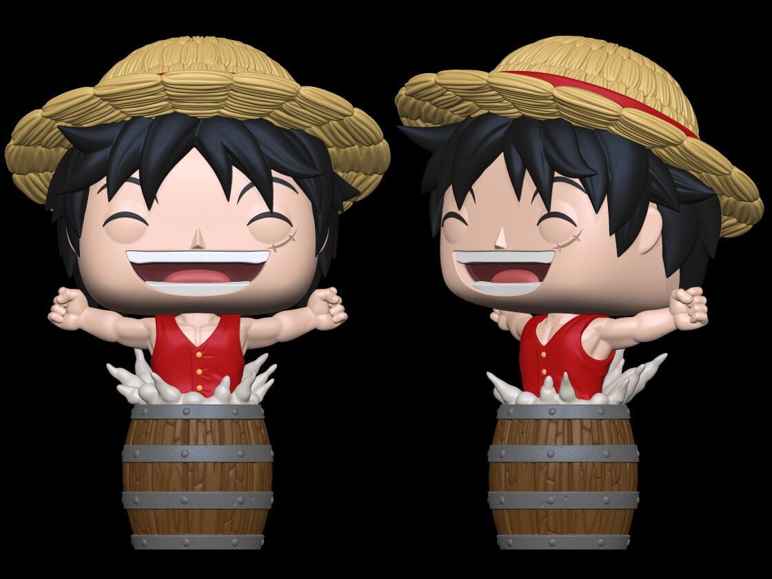 One Piece Luffy Barrel First Appearance POP Fanart Figure - Etsy