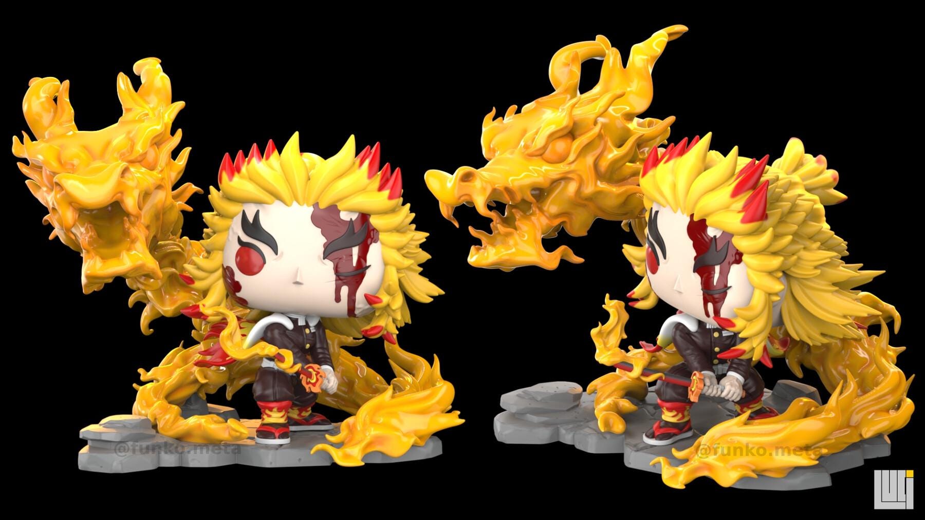 Demon Slayer Rengoku Kyojuro Fire Hashira POP Fanart Figure - Etsy