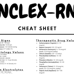 NCLEX Cheat Sheet / 7 Page High Yield Reference Guide / RN - Etsy
