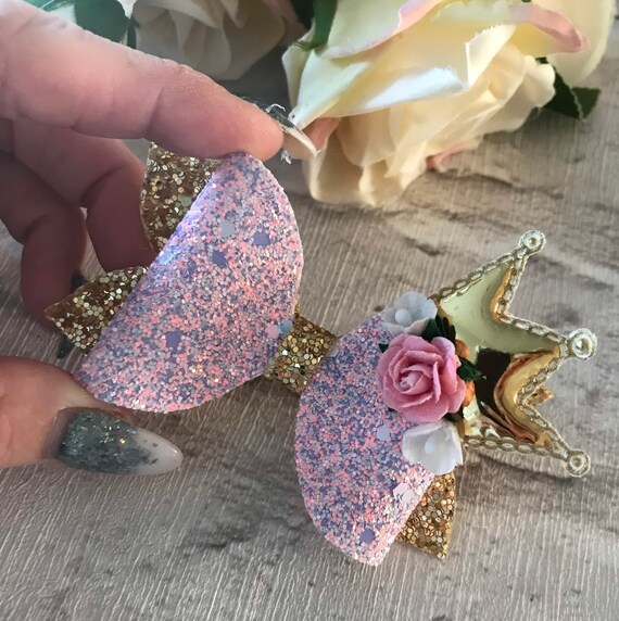 Princess Crown Hair Bow Pink Princess Crown Hair Bow - Etsy