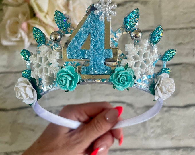 Princess Birthday Tiara, Girls Birthday Tiara, Snowflake Tiara, Blue ...