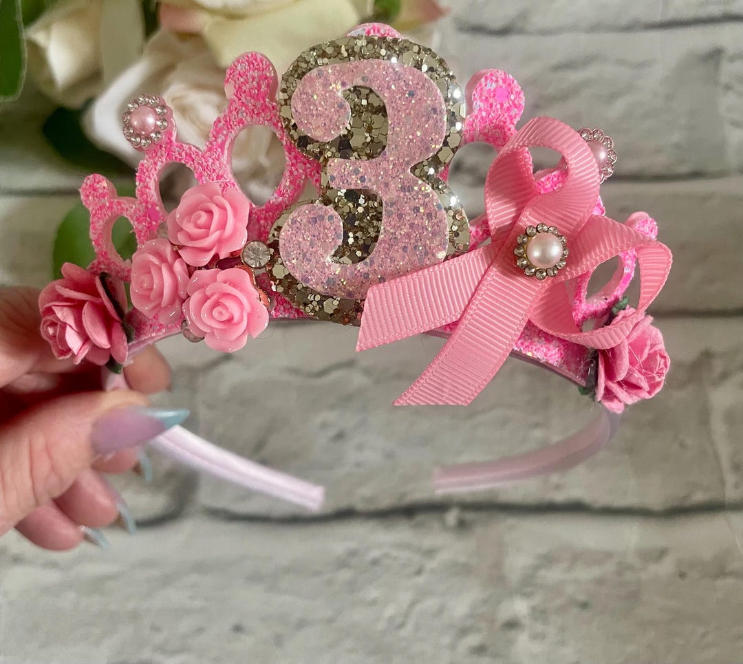 Children’s Birthday Tiara, Pink Princess Tiara, Girls Birthday Crown ...