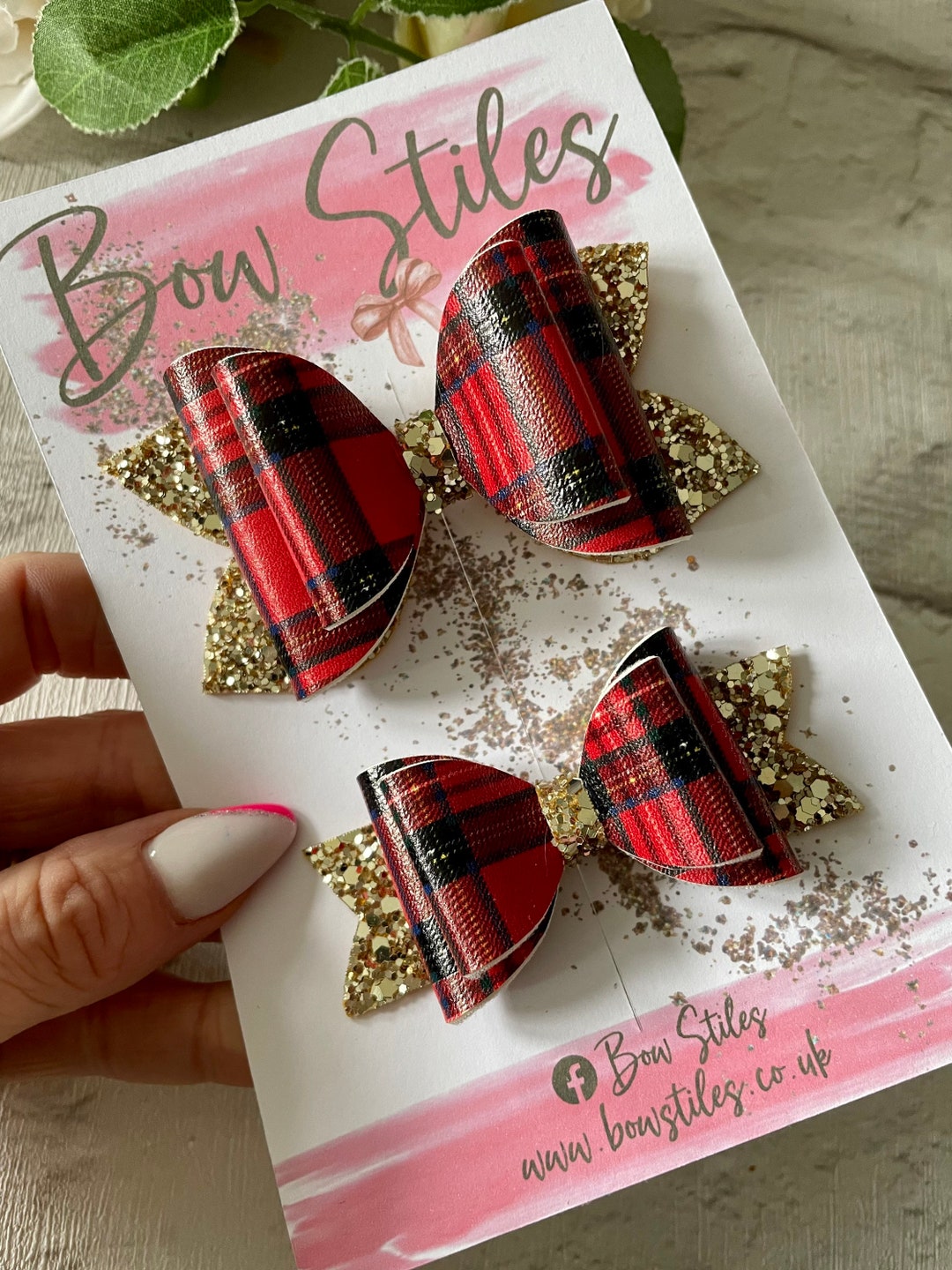 Tartan Christmas Hair Bow,tartan Hair Bow,plaid Hair Bow,gold Glitter Bow,christmas Tartan Bow ...
