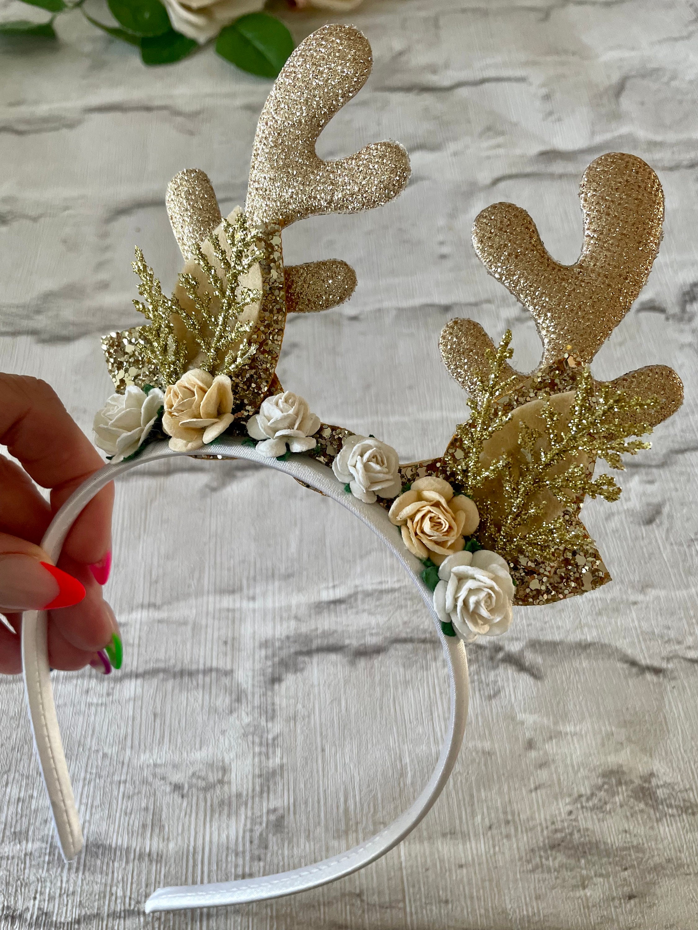 Christmas Reindeer Headband, Christmas Antler Headband, Antler Ears for ...