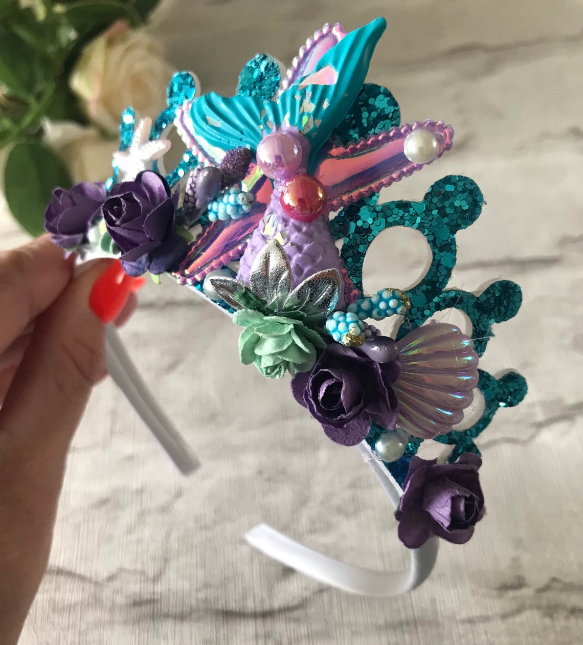 Handmade Turquoise Mermaid Tiara, Seashell Birthday Crown - Etsy