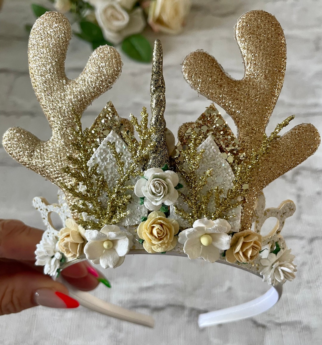 Christmas Reindeer Headband, Christmas Antler Headband, Antler Ears for ...