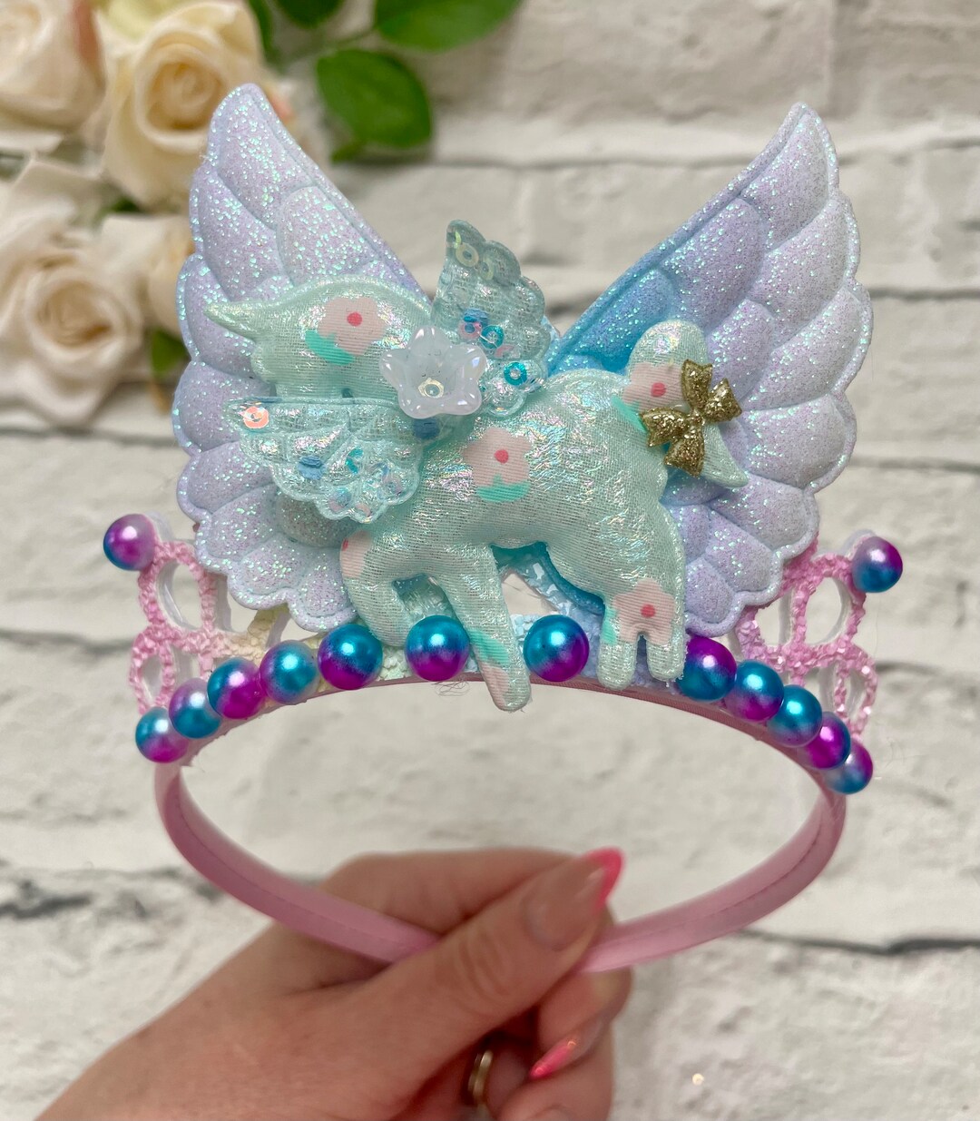 Childrens Birthday Tiara, Rainbow Unicorn Tiara, Unicorn Birthday Crown ...