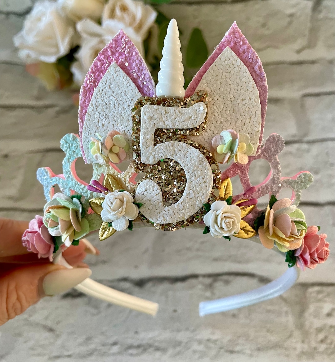 Children’s Birthday Tiara, Age Rainbow Unicorn Tiara,unicorn Birthday ...