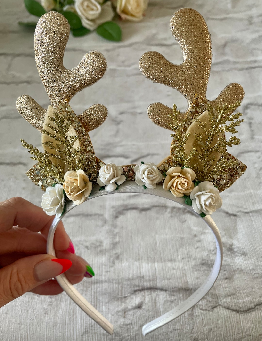 Christmas Reindeer Headband, Christmas Antler Headband, Antler Ears for ...
