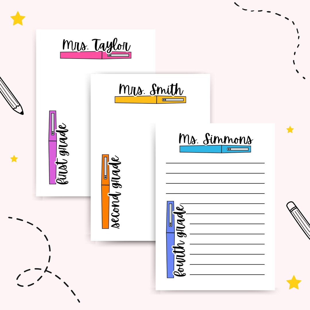 Flair Pen Custom Teacher Notepad + Teacher Notepad + Personalized ...