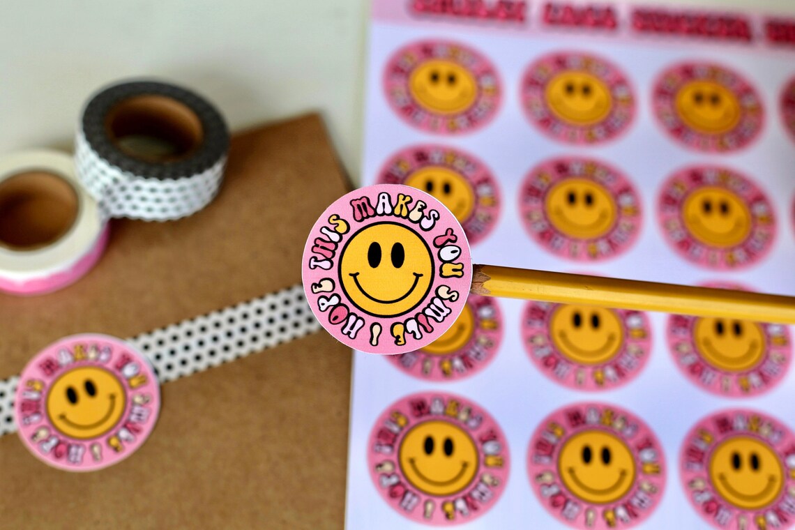 Smiley Face Packaging Sticker Sheet I Hope This Makes You - Etsy
